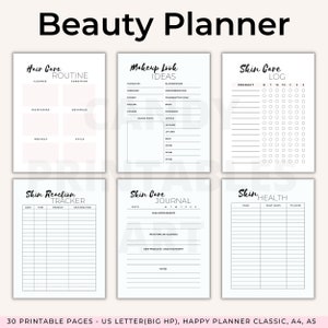 Beauty Planner, Skin Care Planner, Skincare Journal, Glow up Planner ...