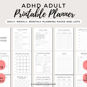 Chunking Planner, Happy Planner ADHD, ADHD Planner Printable, Black and ...
