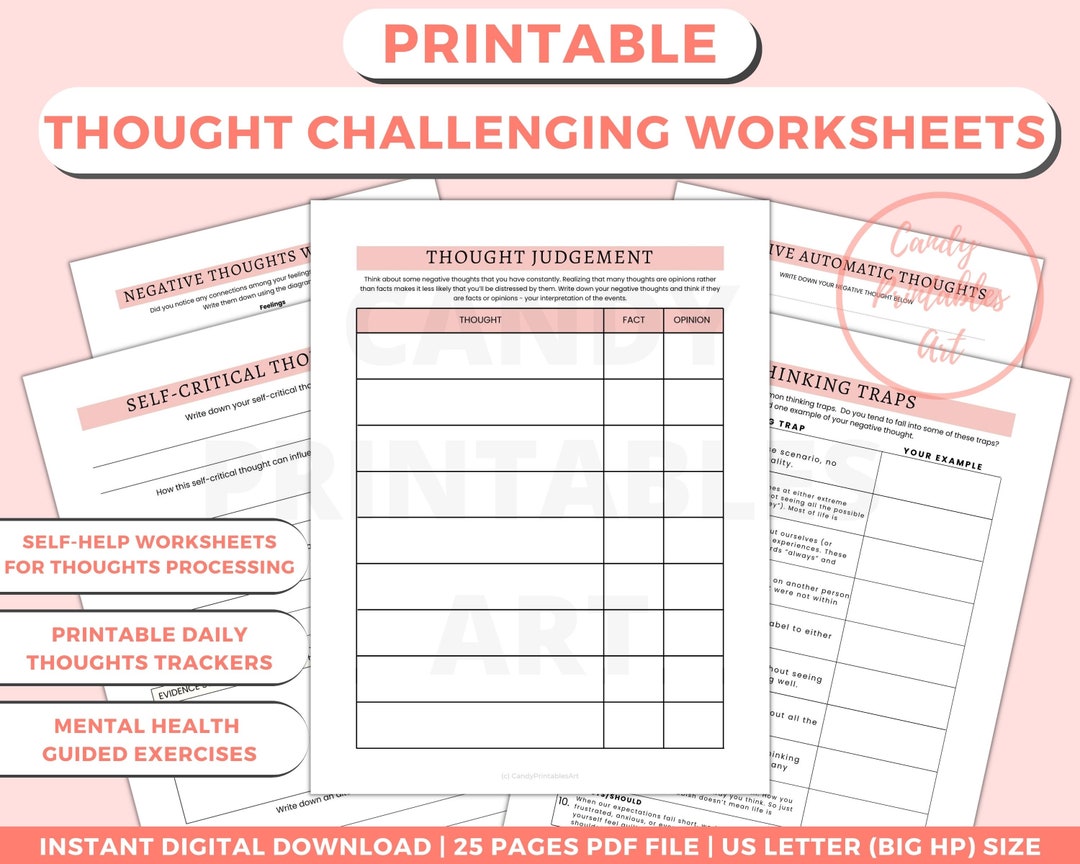 Challenge Negative Thoughts Worksheets, Overcome Negative Self Talk ...