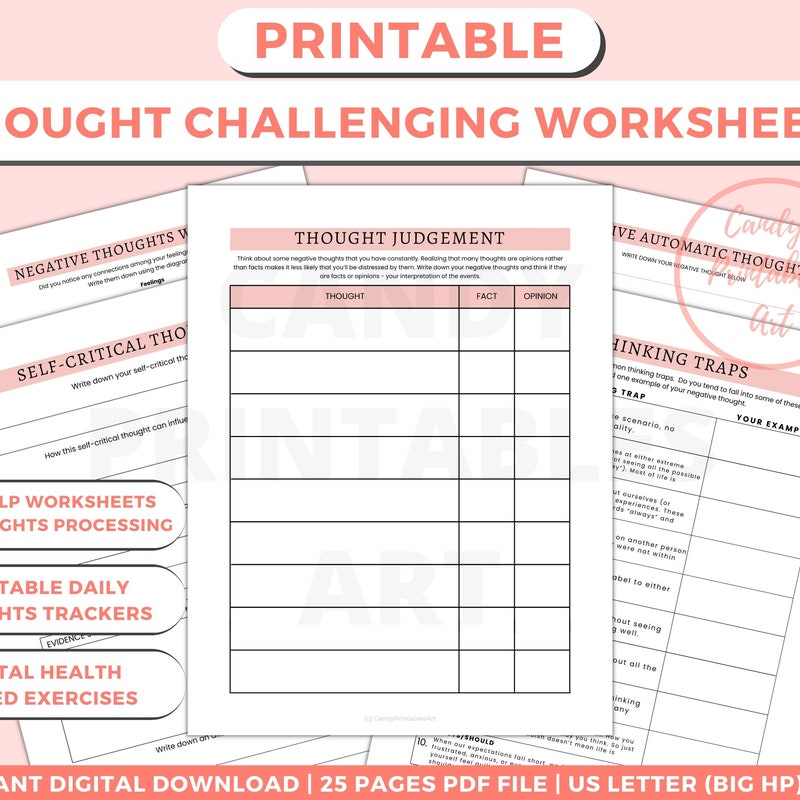 Cbt Thought Record - Etsy