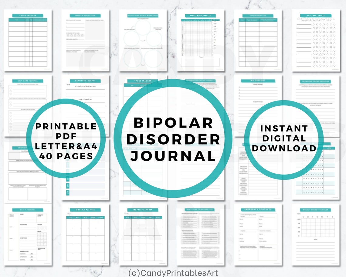Bipolar Disorder Journal Bipolar Mood Tracker Daily - Etsy