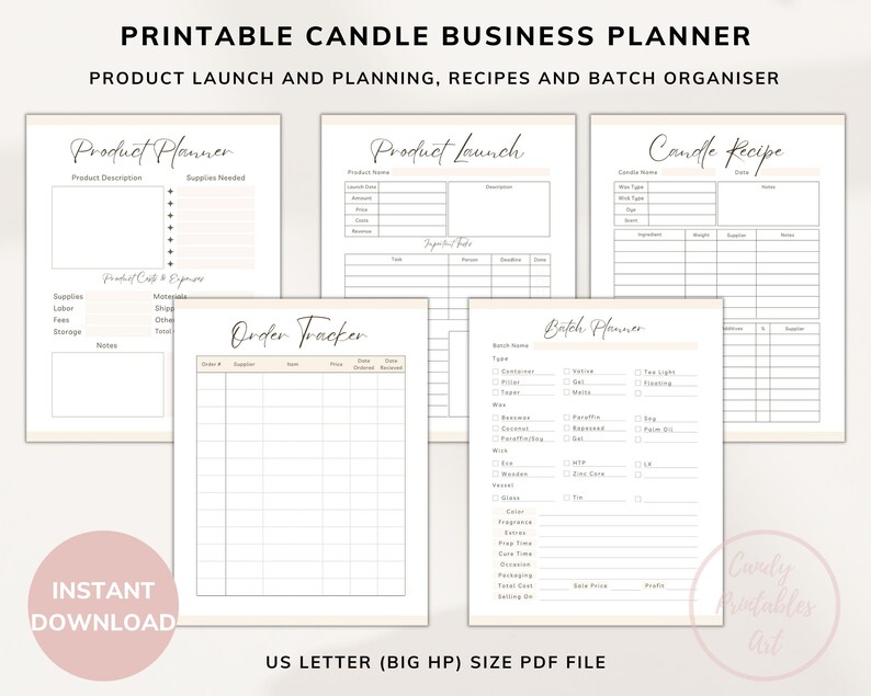 Candle Business Planner Printable Forms for Candle Makers & - Etsy