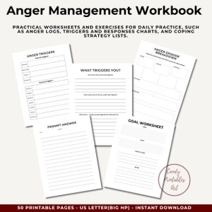 Anger Management Worksheets for Adults, Teens, CBT Anger Workbook ...