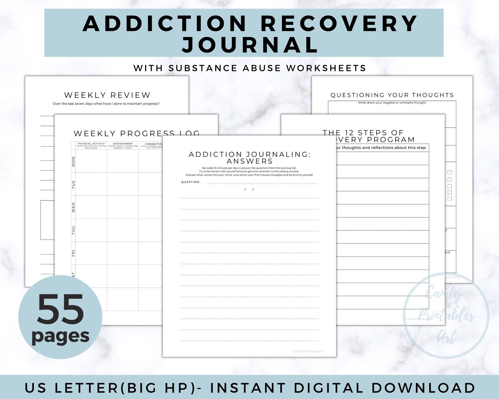 Addiction Recovery Worksheets, Substance Use Therapy, Sobriety Workbook ...