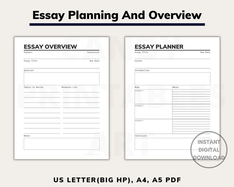 Essay Planner Printable Research Template Essay Planner PDF - Etsy
