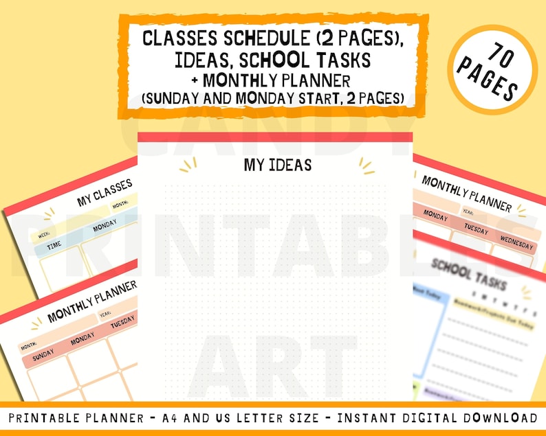 ADHD Planner for Kids, Printable School Planner, Children Journal and ...