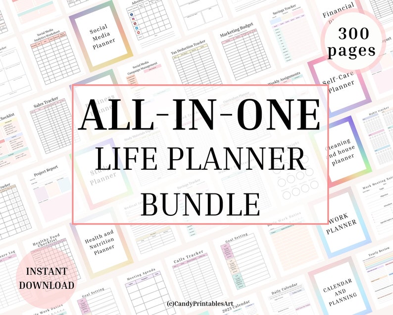 Ultimate Life Planner Bundle: 300+ Page Printable Productivity Binder ...