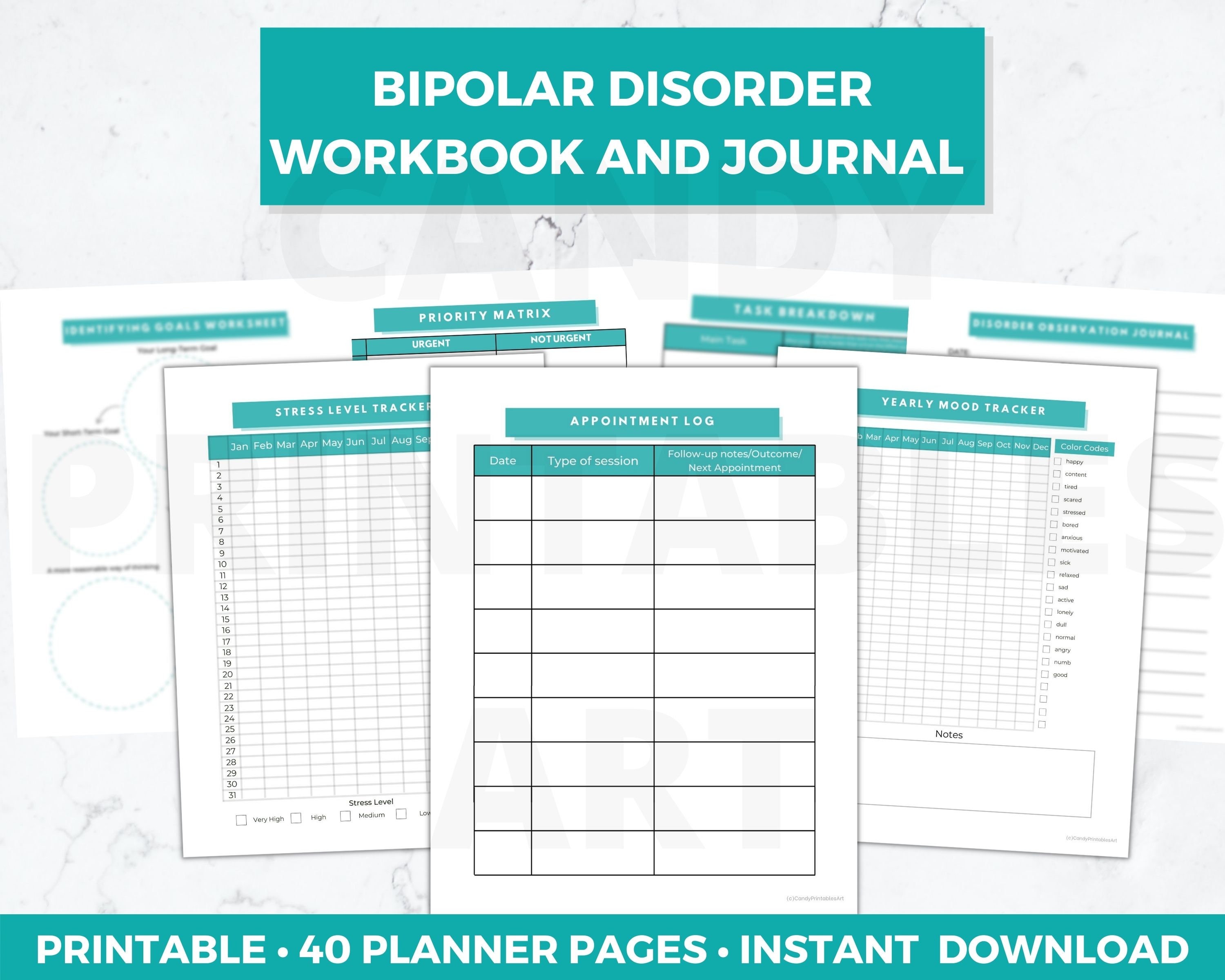 Bipolar Disorder Journal Bipolar Mood Tracker Daily - Etsy