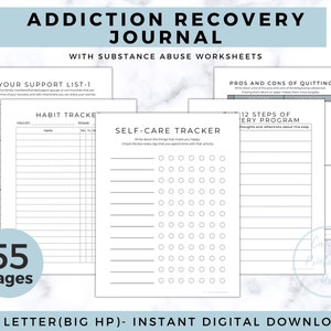 Addiction Recovery Worksheets, Substance Use Therapy, Sobriety Workbook ...