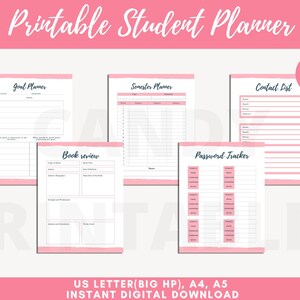College Student Planner Printable, Bullet Journal for High School ...