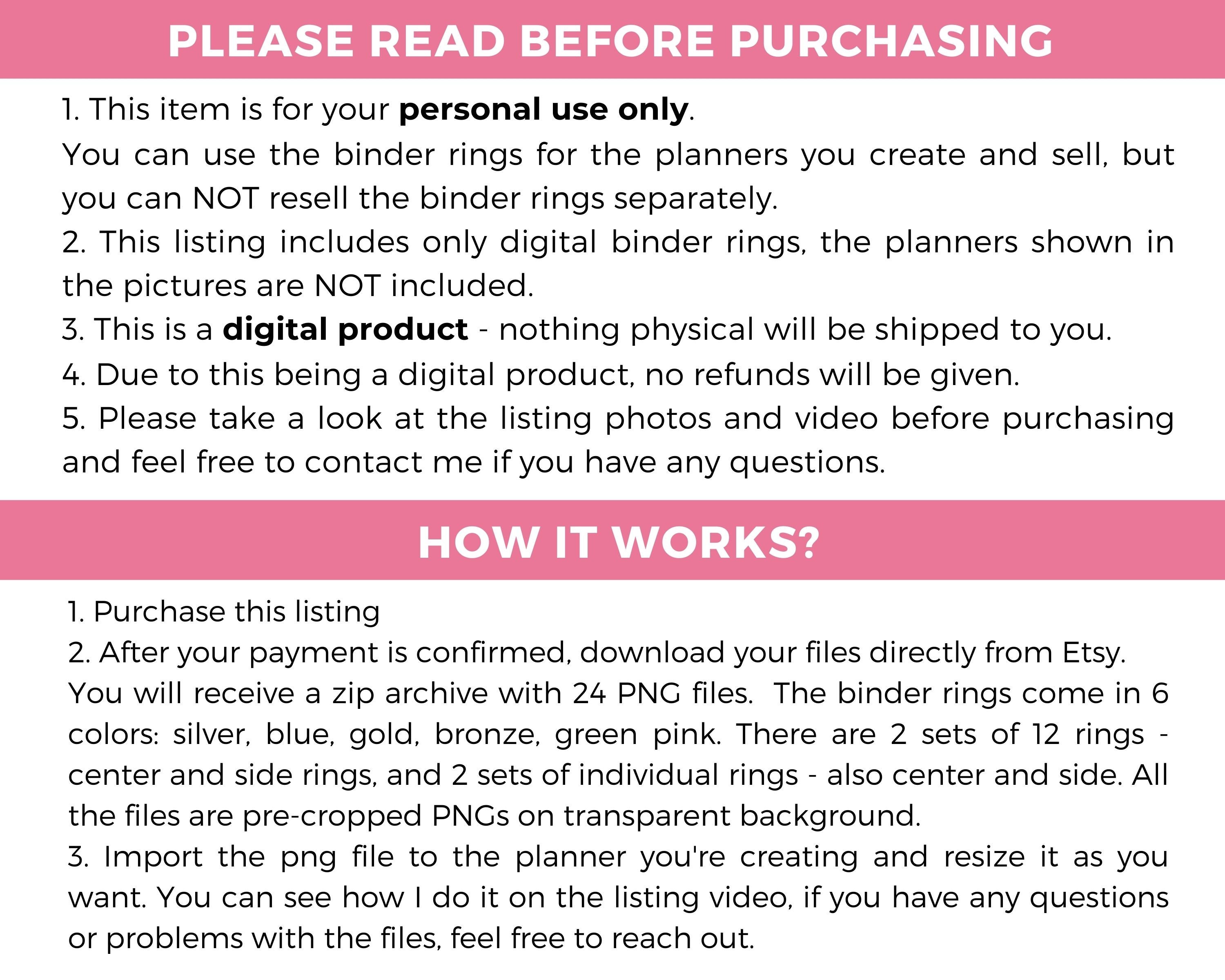 Binder Rings PNG for Digital Planners Metallic Gold Copper - Etsy