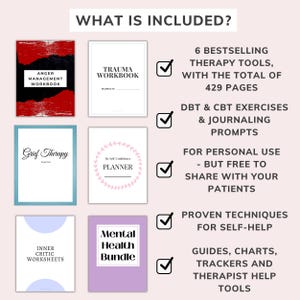 Therapy Worksheets Bundle, CBT Tools for Anxiety, 6 Printable DBT ...