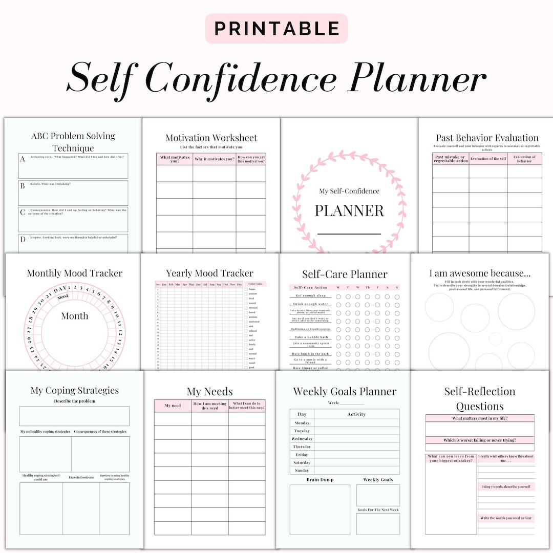 Self-esteem Journal Printable for Women & Teens – Daily Confidence ...
