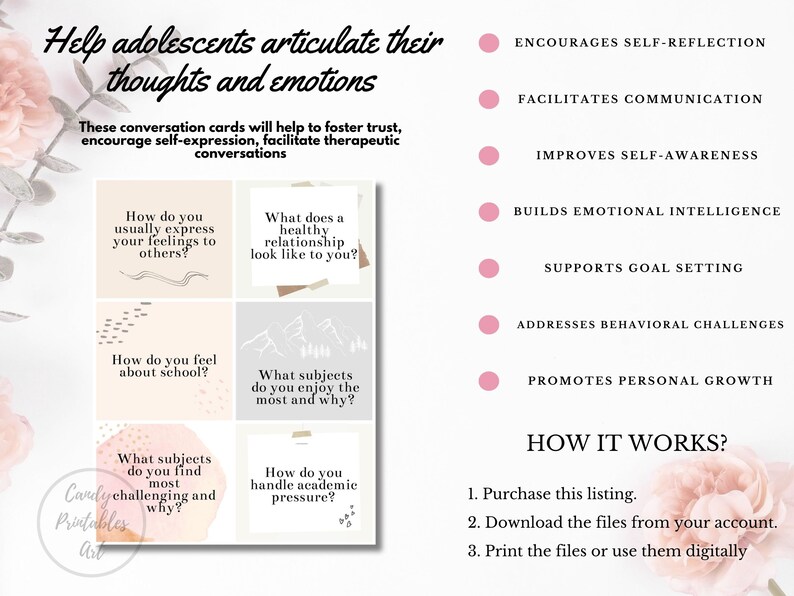 Therapy Question Cards for Teens: CBT Icebreakers (PDF) - Etsy