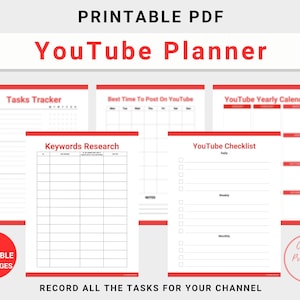 Printable Youtube Planner: Content Creator & Social Media Strategy (PDF ...