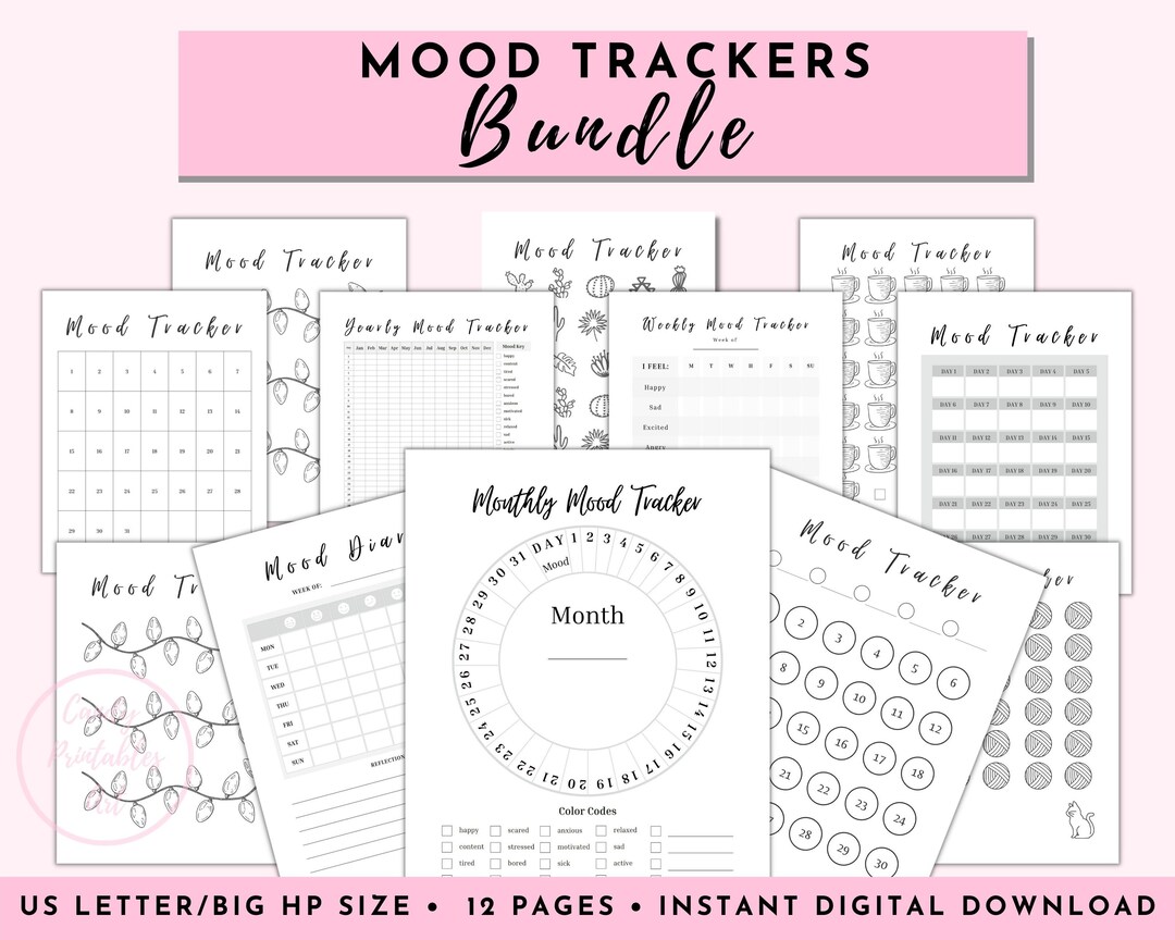 Daily Mood Tracker Printable, Monthly Emotion Chart for Teen, Mood Log ...
