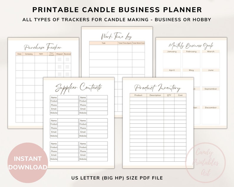 Candle Business Planner Printable Forms for Candle Makers & - Etsy