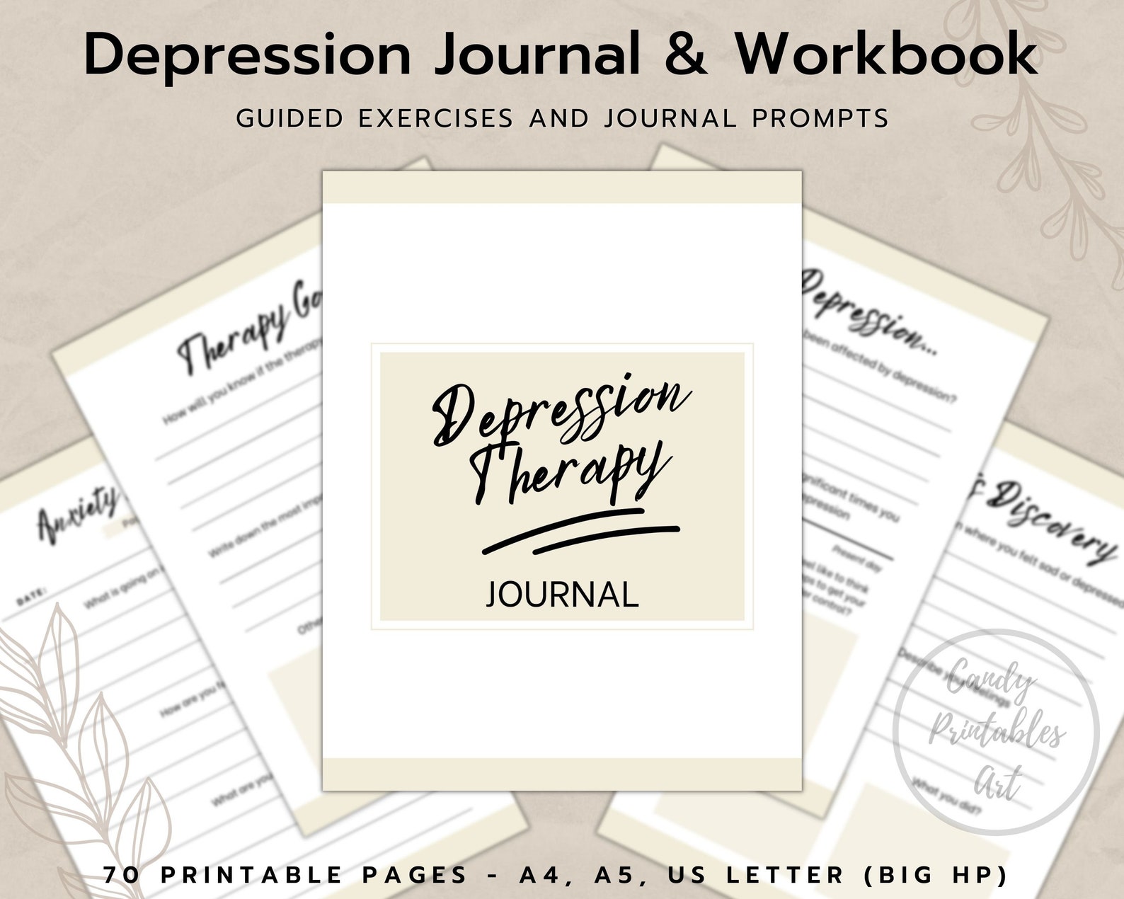 Depression Therapy Journal for Mental Health With Mood Tracker - Etsy
