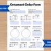 Ornament Order Form, Editable Custom Template for Tracking Small ...