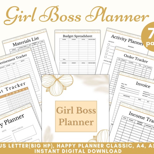 Printable Planner Girl Boss Gold Pink Small Business Planner - Etsy