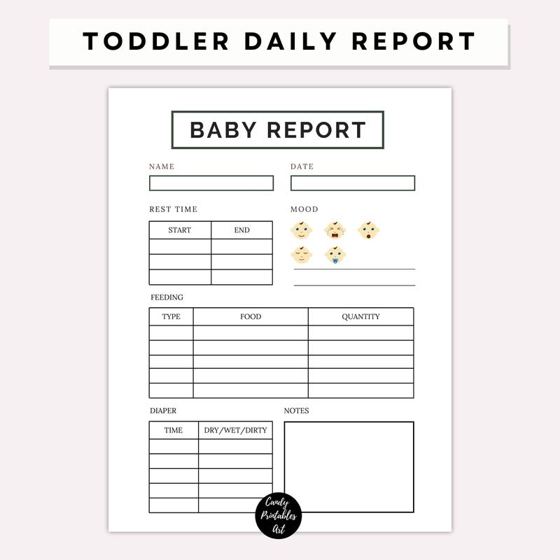 Toddler Daily Report - Etsy