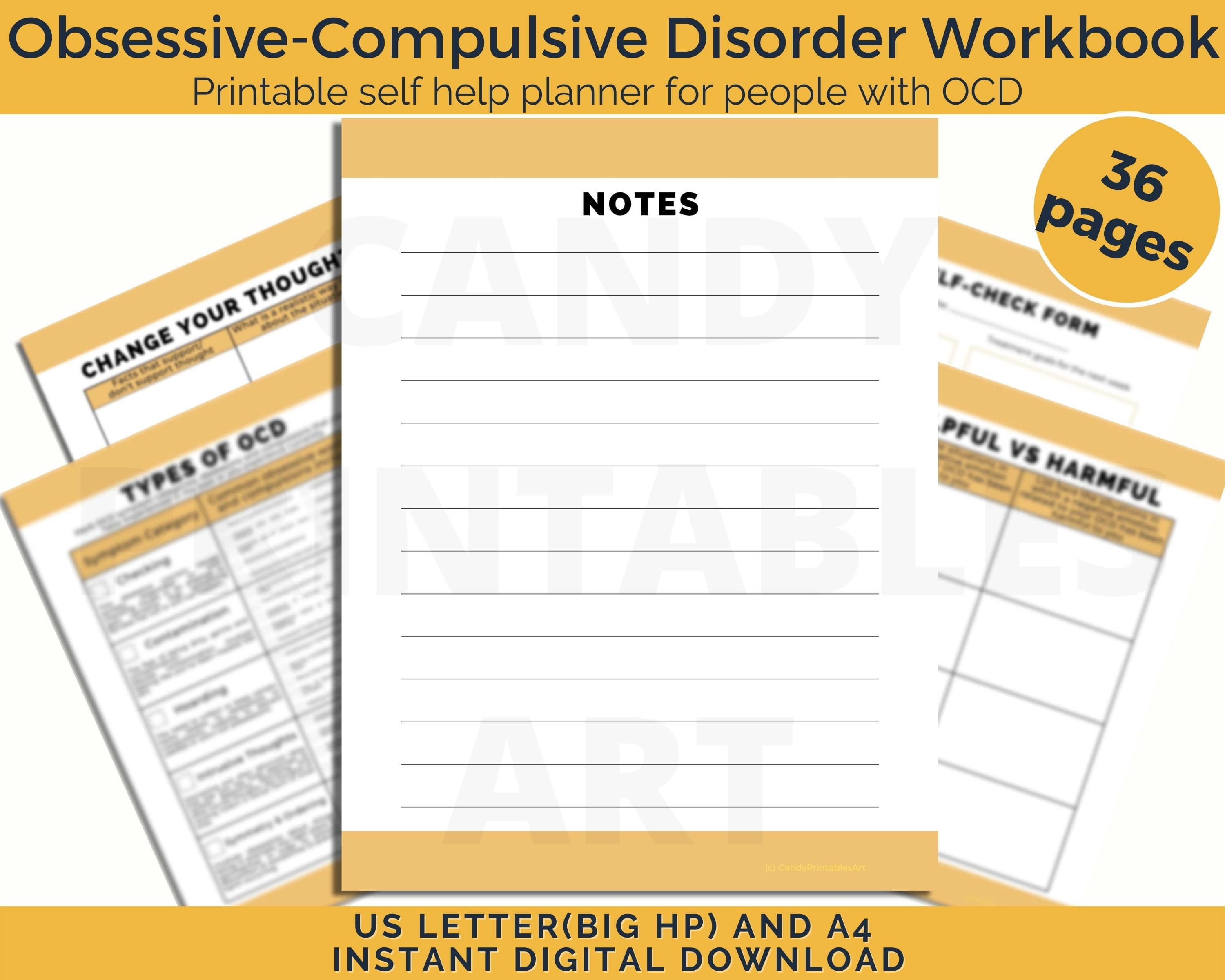 OCD Workbook OCD Therapy Planner Printable Obsessive - Etsy