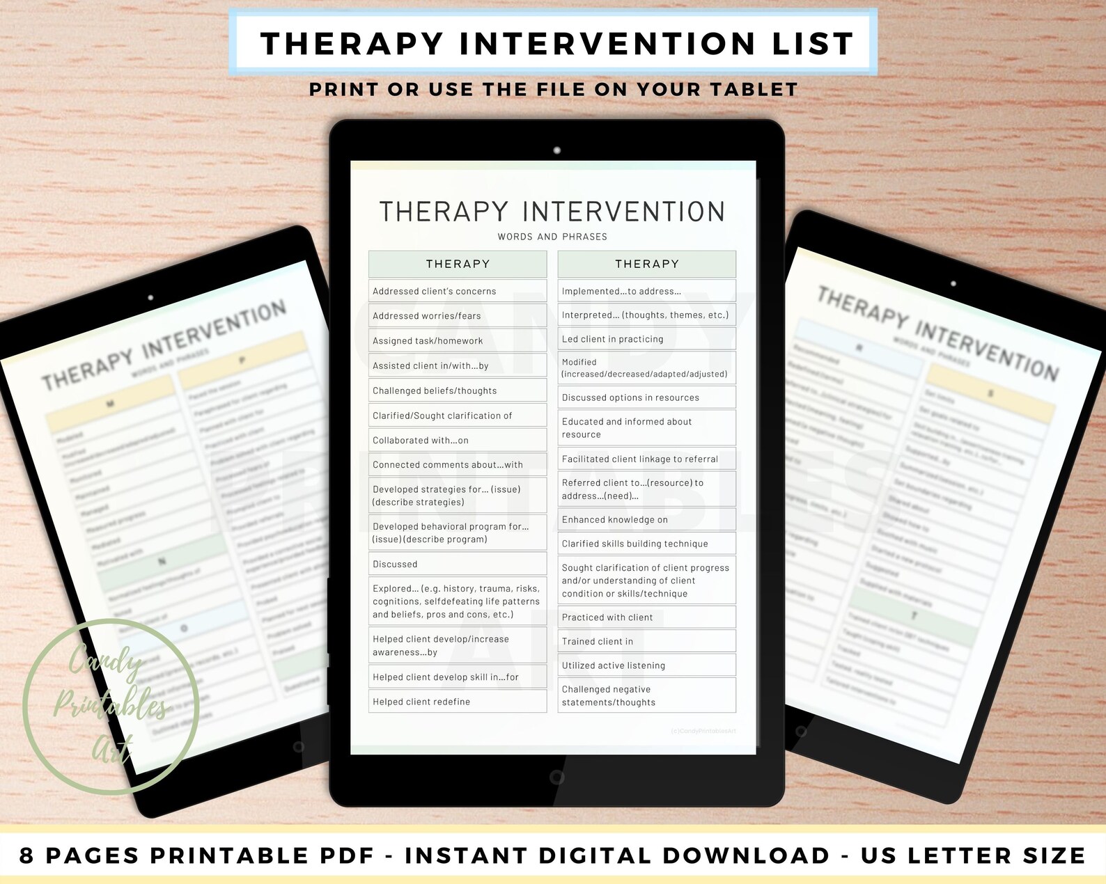 Therapy Intervention List Progress Notes for Therapist Cheat - Etsy