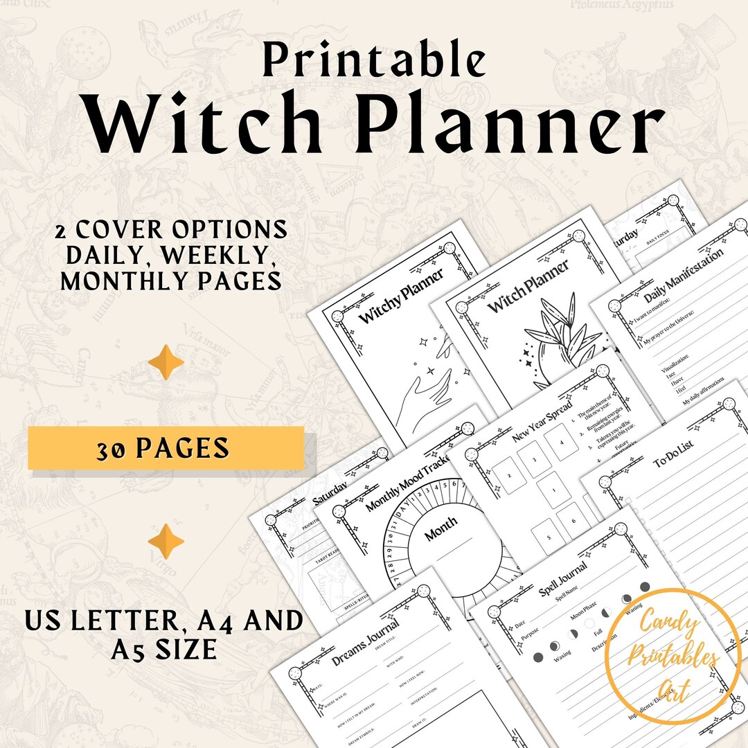 Printable Witch Planner: Spellbook, Tarot, Astrology (PDF) - Etsy