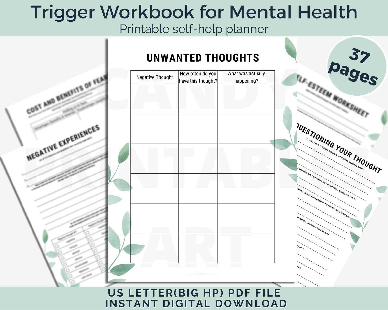 Trigger Processing Journal Trigger Tracker Thought CBT Planner - Etsy