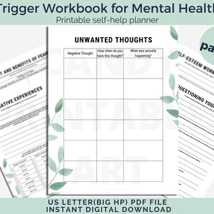 Trigger Tracker Workbook, Trauma Triggers Worksheet, Mental Health ...