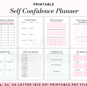 Self Confidence Planner: Self-esteem Workbook, Self-care (printable PDF ...