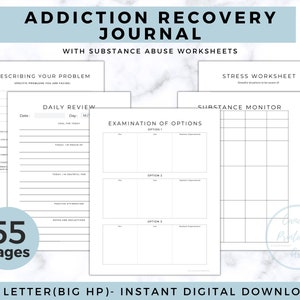 Addiction Recovery Worksheets, Substance Use Therapy, Sobriety Workbook ...