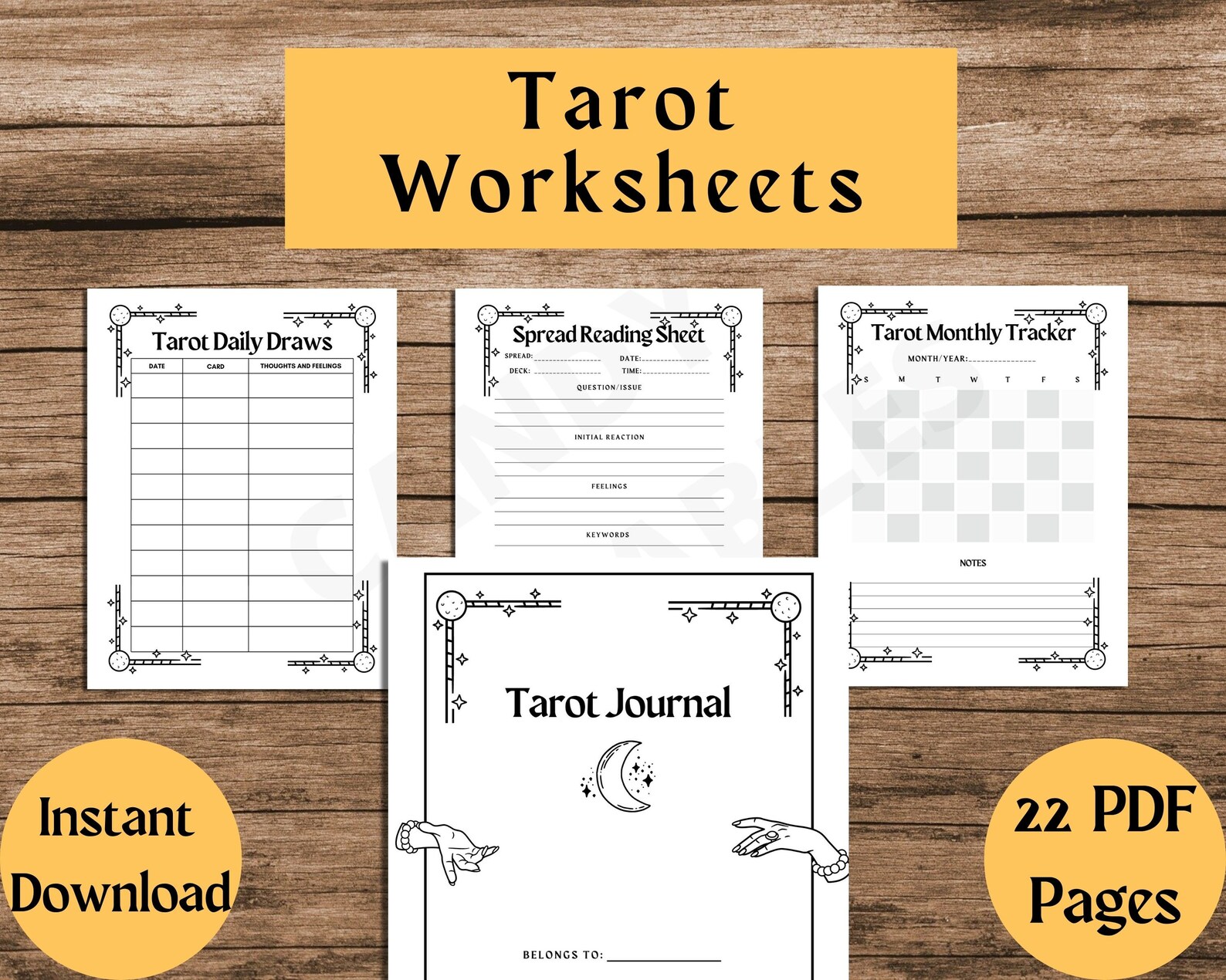 Tarot Journal Printable, Tarot Workbook Spreads, Oracle Card PDF ...