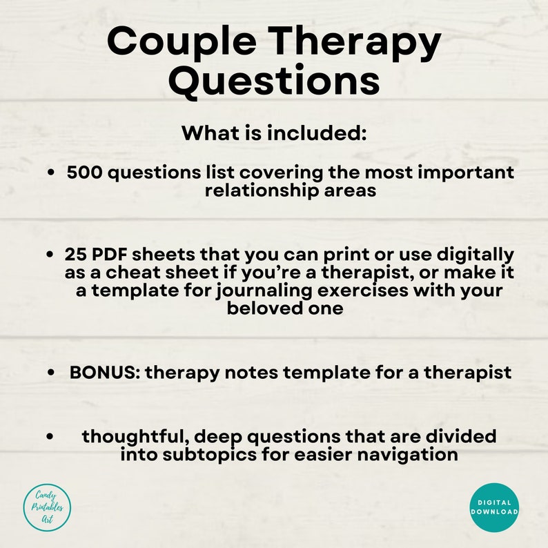 Couples Therapy Questions: Communication & Intimacy Prompts (PDF) - Etsy