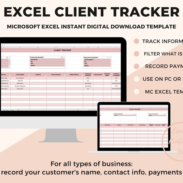 Client & Task Tracker Business Planner Spreadsheet | Communication Log ...