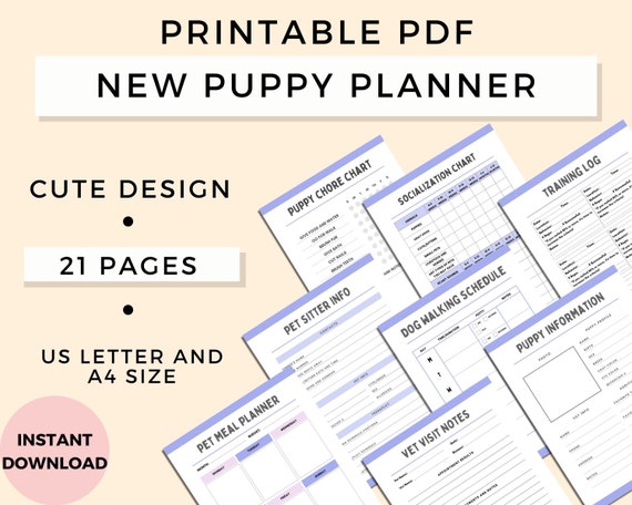 Calendars & Planners Pet Sitter Information Dog Mum Planner Puppy ...