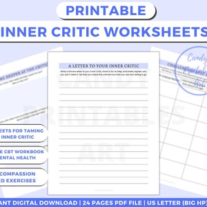Inner Critic Worksheets: Self-healing Therapy Tool (PDF) - Etsy