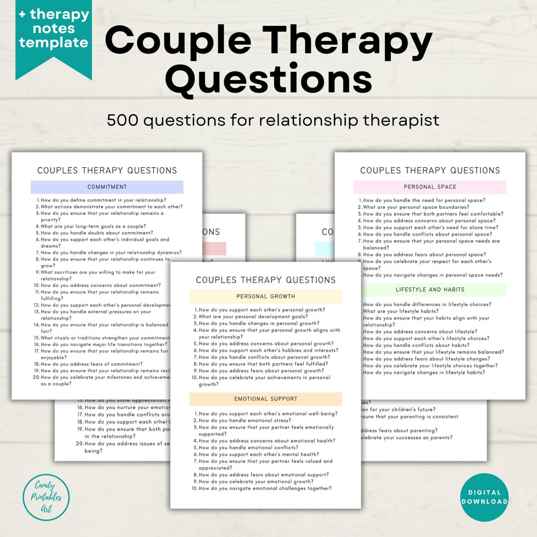 Couples Therapy Questions: Communication & Intimacy Prompts (PDF) - Etsy