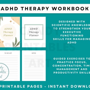 ADHD Workbook, Executive Function Planner, Adult ADHD Therapy Coping ...