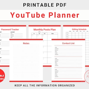 Youtube Planner, Youtube Content Calendar, Social Media Keyword Planner ...