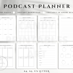 Editable Podcast Planner Printable – Fillable PDF Episode Tracker ...