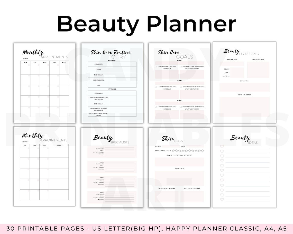 Skincare Planner Beauty Routine Planner Printable Skin Care | Etsy