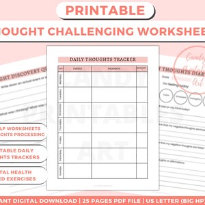 Thought Challenging Worksheet, CBT Thought Record, Thinking Errors ...