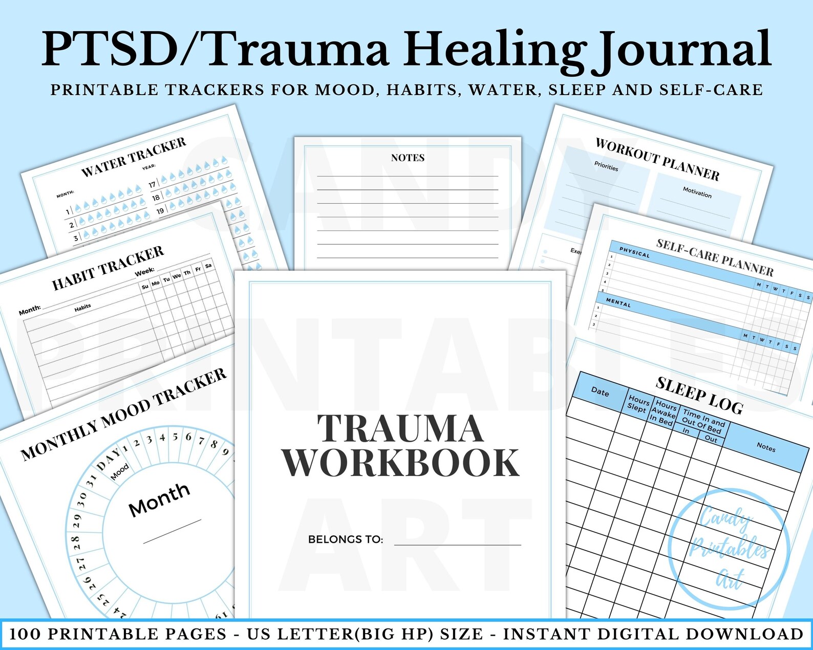 Trauma Therapy Worksheets & PTSD Journal Prompts, CBT DBT Planner for ...