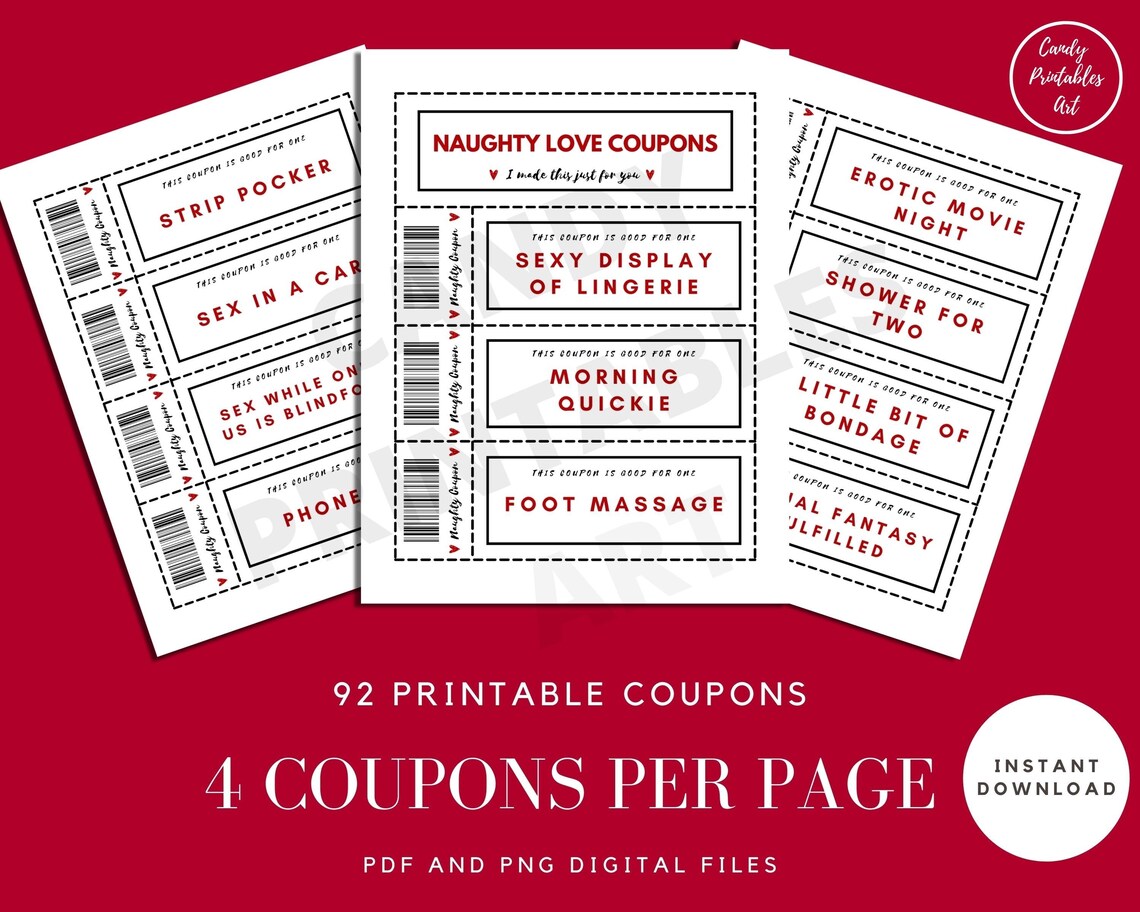 Sex Coupons Printable Naughty Voucher Book For Him Etsy