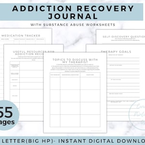 Addiction Recovery Worksheets, Substance Use Therapy, Sobriety Workbook ...