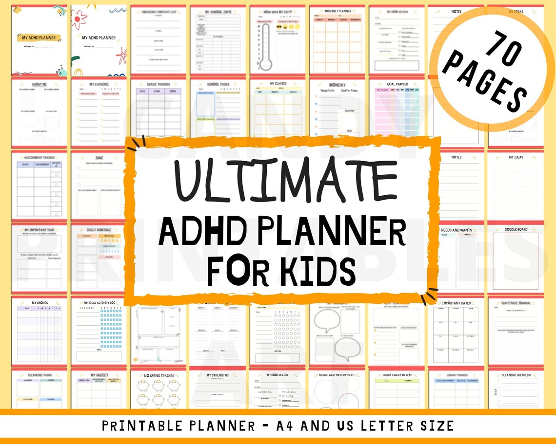 ADHD Planner for Kids Printable School Planner Children - Etsy