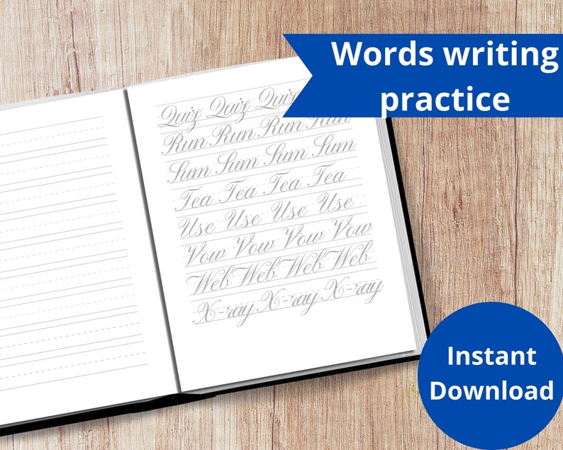 Handwriting Worksheet Printable Cursive Practice Penmanship - Etsy