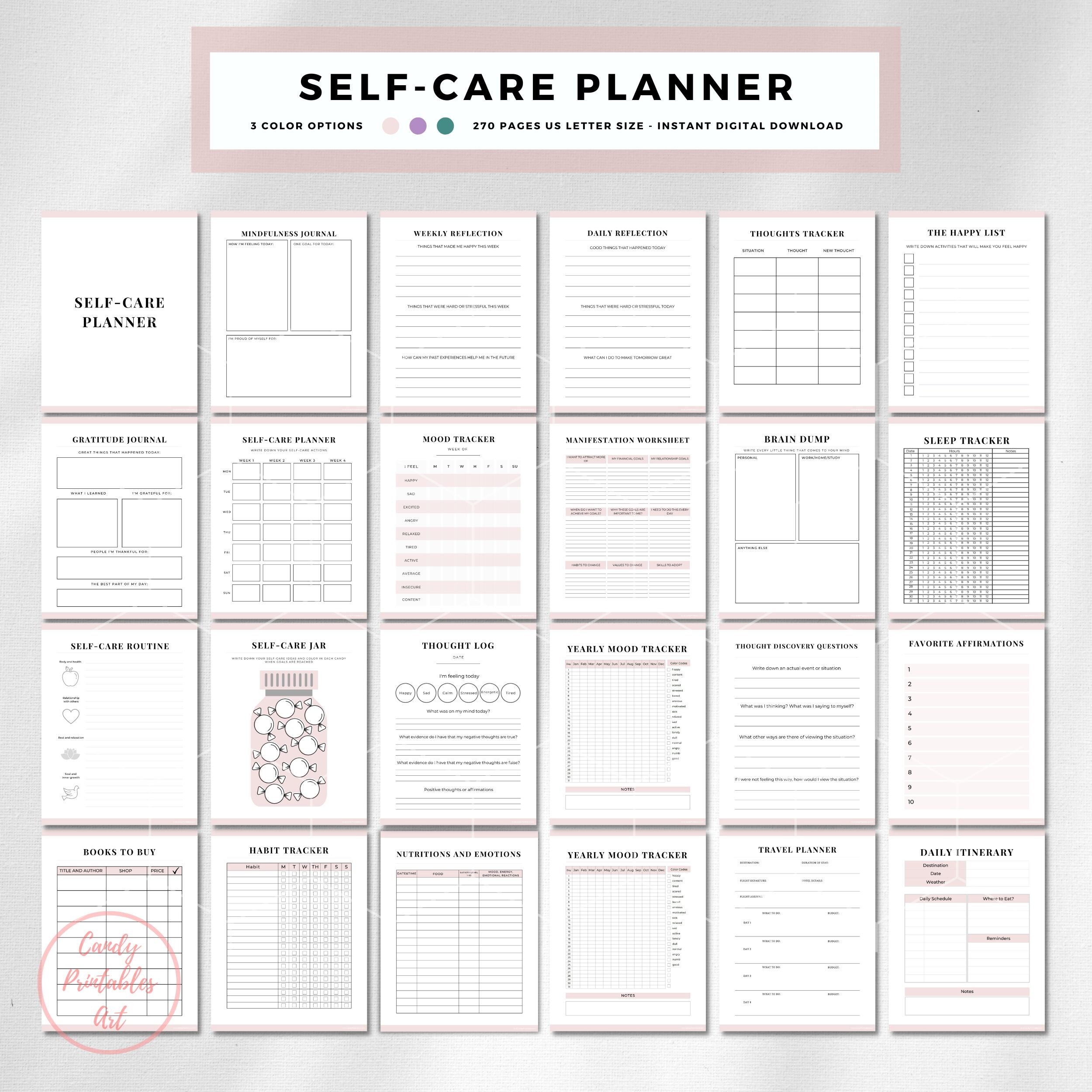 Pink ADHD Planner Bundle: Adult Productivity, Self-care (PDF) - Etsy