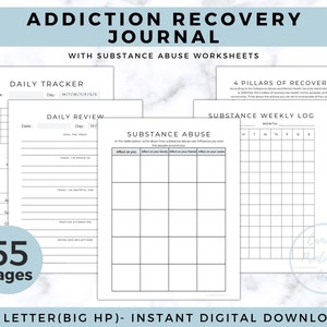 Addiction Recovery Worksheets, Substance Use Therapy, Sobriety Workbook ...